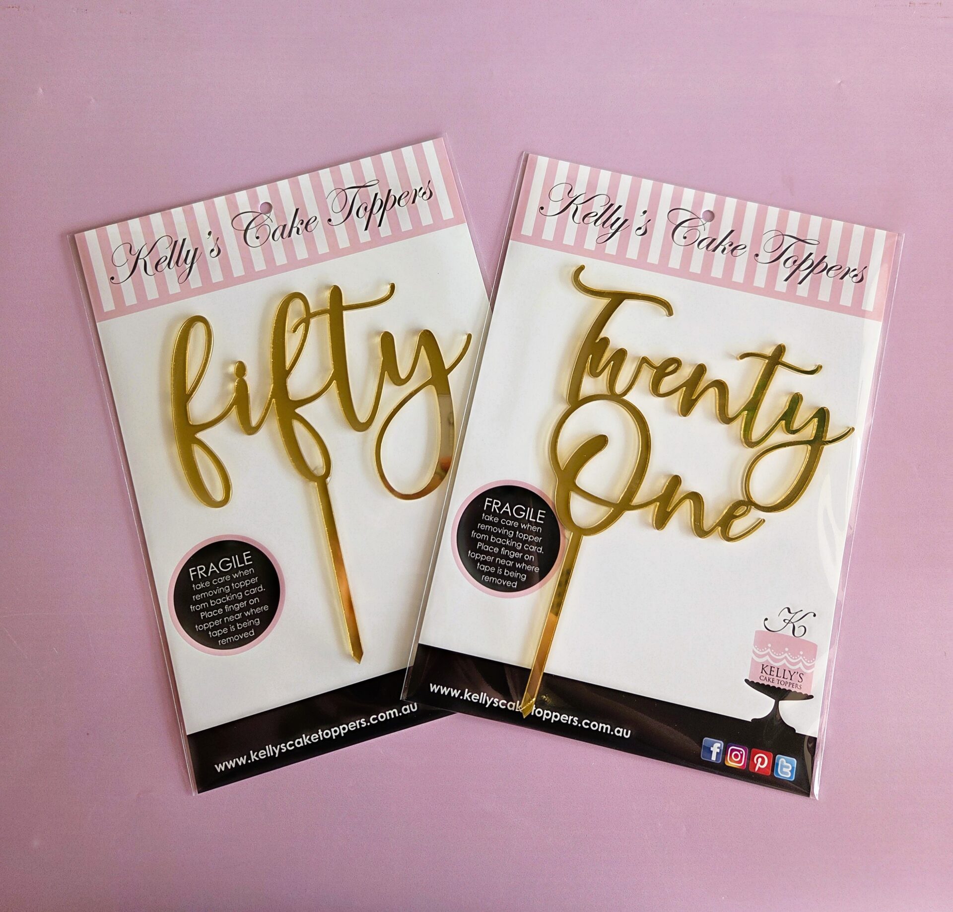 Gold Fifty Acrylic Cake Topper - Sweet On Cup Cakes